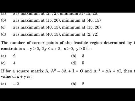 Number Of Corner Points Of The Feasible Region Determined By The Contraints X Y 0 2y X 2 X 0