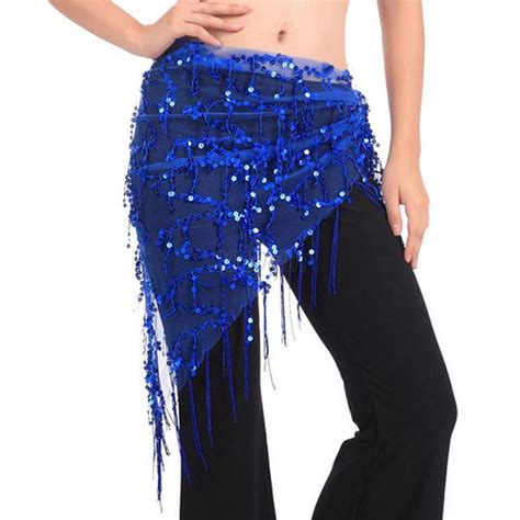 Women Sequins Belly Dance Hip Scarf Shawl Veil Costume Tribal Skirt