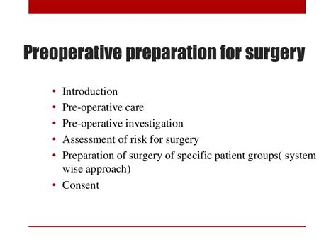 Preoperative Preparation Of Patients For Surgery
