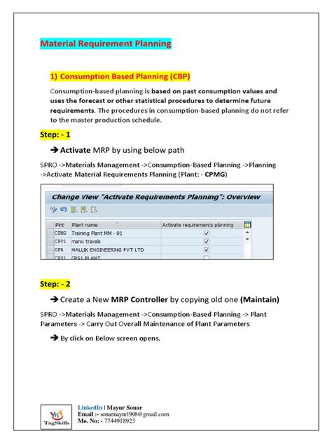 Mrp Consumption Based Planning And Material Req Planning Pdf Business Process Information
