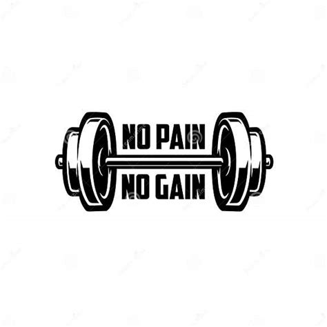 Barbell And No Pain No Gain Inspirational Lettering Vector Stock