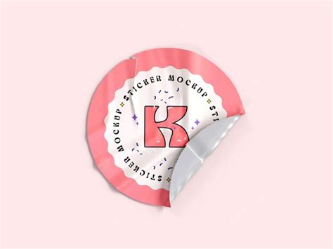 Premium Psd Glossy Round Sticker Mockup
