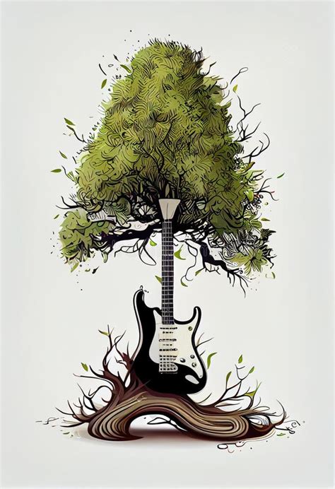 Guitar With Tree And Roots Stock Illustration Illustration Of Guitar