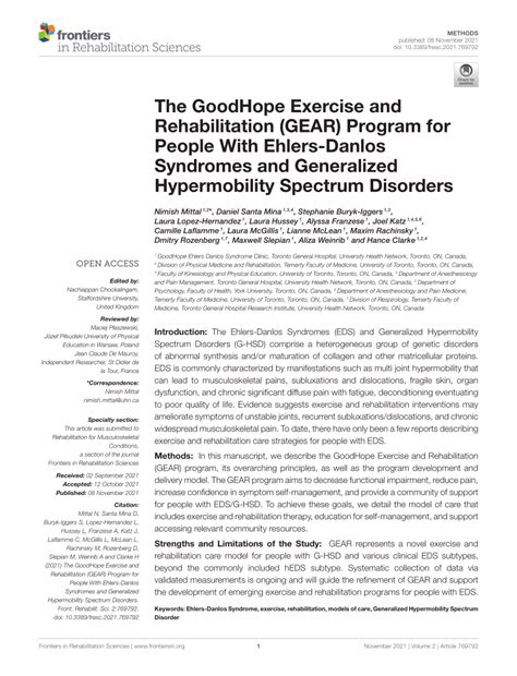 Pdf The Goodhope Exercise And Rehabilitation Gear Program For People With Ehlers Danlos