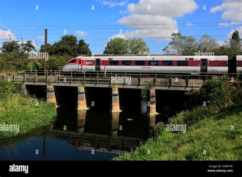 Lner Azuma Train Crossing A River Bridge East Coast Main Line Railway