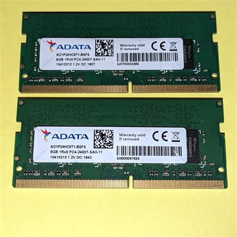 【傷や汚れあり】pc4 19200 Ddr4 2400 8gb 2枚 合計16gb Sodimm ノートpc用メモリの落札情報詳細