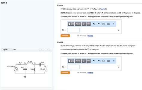 Solved Find The Steady State Expression For V1 In The