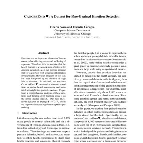 Canceremo A Dataset For Fine Grained Emotion Detection Acl Anthology