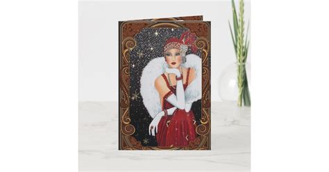 Christmas Flapper Girl Star Drenched Night Sky Holiday Card Zazzle
