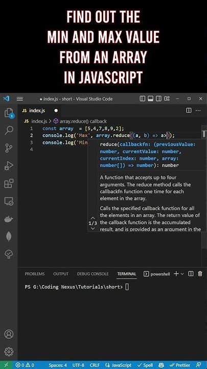 Find Out The Min And Max Value From An Array In Javascript Tutorial For Beginners 2022 Youtube