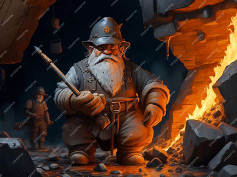 Premium Ai Image A Brutal Dwarf Blacksmith Forges A Sword With A