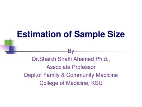 PPT Sample Size Estimation PowerPoint Presentation Free Download ID