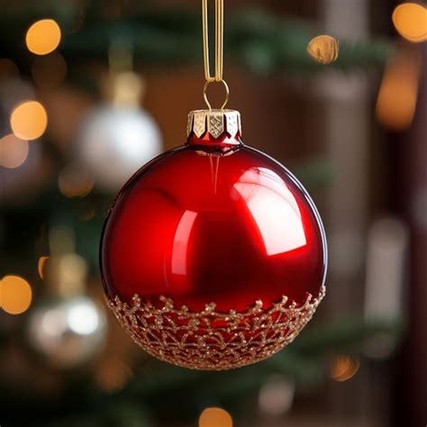 Premium Ai Image Red Christmas Ornament