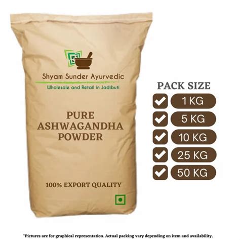 100 Ashwagandha Root Powder Packaging Type Bag Packaging Size