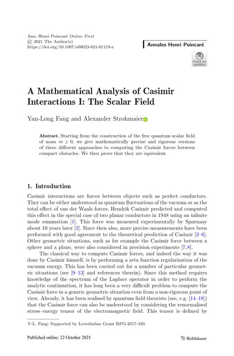 pdf a mathematical analysis of casimir interactions i the scalar field