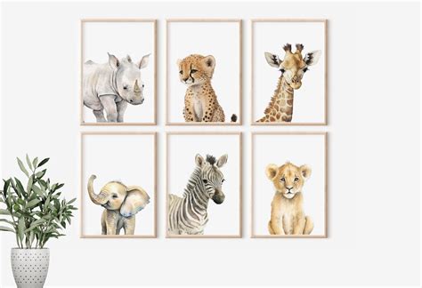 Safari Animal Nursery Prints Safari Jungle Animal Artwork Safari