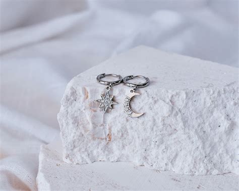Estelle Moon And Star Hoop Earrings Silver Bexie Accessory Co