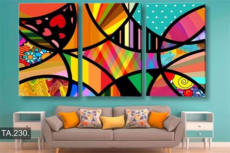 cuadro abstracto decoración moderno triptico 150 80cm Arte tríptico