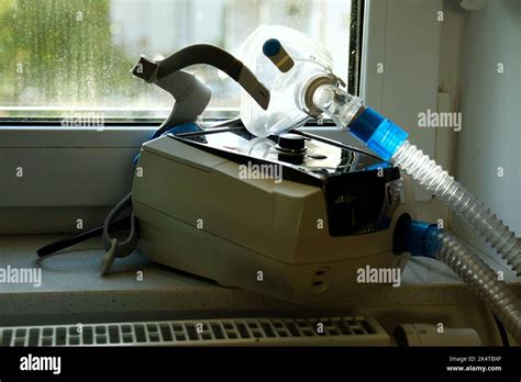 Non Invasive Ventilator Niv With Mask Used By Patients With Respiratory Problems At Home Stock