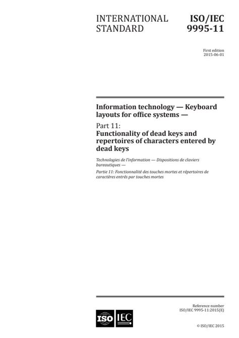 Isoiec 9995 112015 Information Technology — Keyboard Layouts For