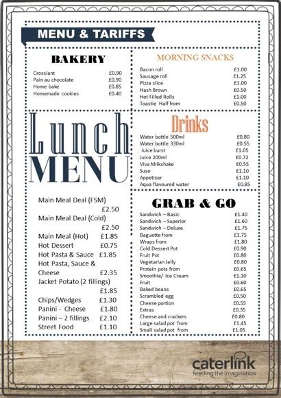 Café Menus The Compton School