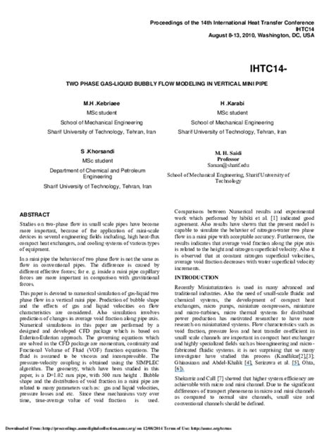 Pdf Two Phase Gas Liquid Bubbly Flow Modeling In Vertical Mini Pipe