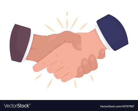Businessmen Handshake Semi Flat Color Hand Gesture