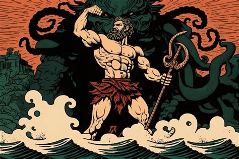 Twelve Works Of Hercules Premium Ai Generated Image