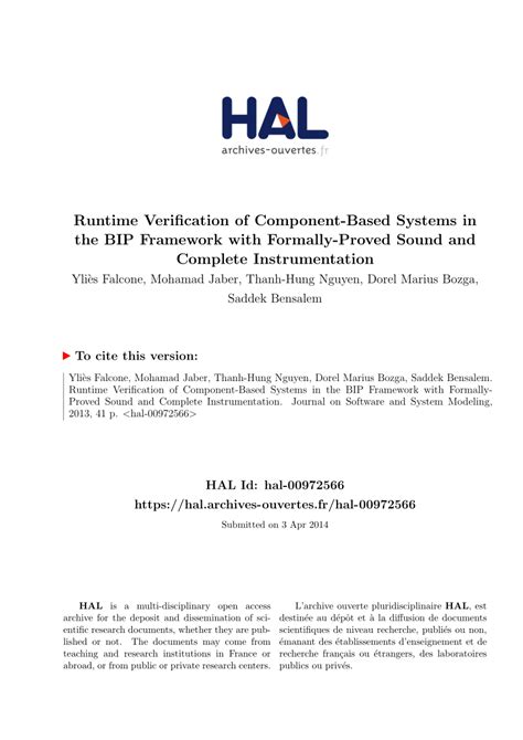 pdf runtime verification of component based systems in the bip