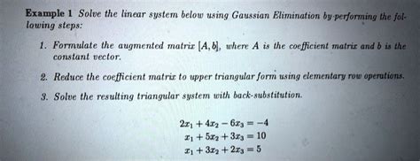 solved example solve the linear system below using gaussian