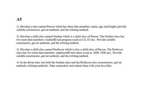 Solved A5 1 Develop A Class Named Person Which Has Three