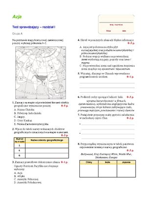 Brainy 5 Unit Test 1 A UNIT 1 Test A Imię i nazwisko Klasa