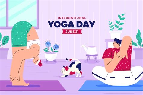 국제 요가의 날 축하를 위한 평평한 배경 무료 벡터