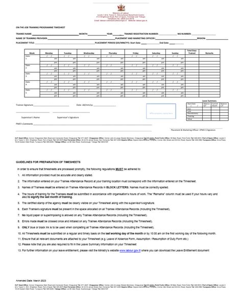 Ojt Timesheet Guidelines And Locations Pdf