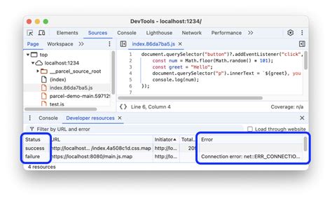developer resources view and manually load source maps chrome