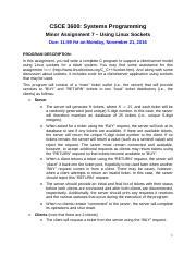 Minorassignment Fa Csce Systems Programming Minor Assignment