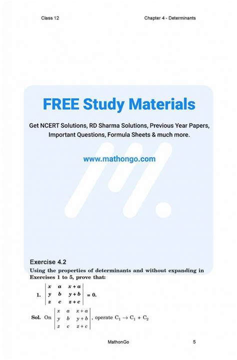 ncert solutions for class 12 maths chapter 4 exercise 4 2 mathongo