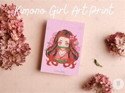 Anime Inspired Kimono Girl Wall Art Famous Anime Demon Girl Etsy