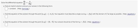 Solved Need Help With Part And Of This Differential Chegg