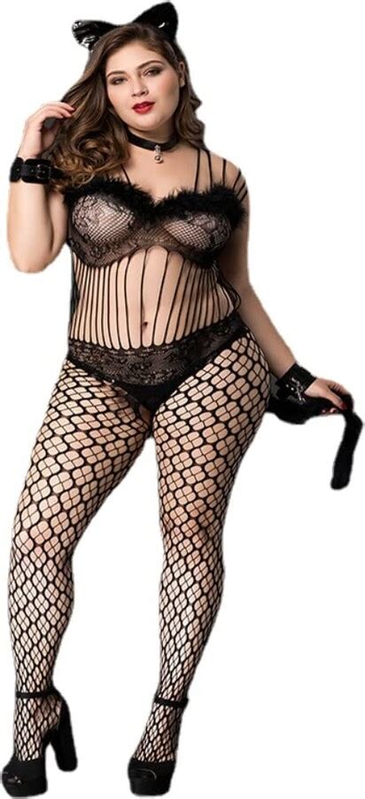Angelia Ladies Plus Size Catgirl Sexy One Piece Net Dress Cosplay