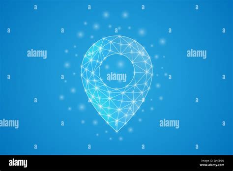 Location Pin Low Poly Symbol With White Connected Dots 3d Geometric