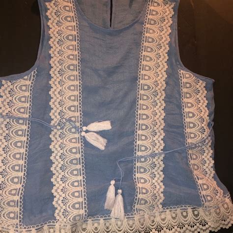 Zac And Rachel Tops New Zac Rachel Blouse Womens Xl Blue Crochet Lace