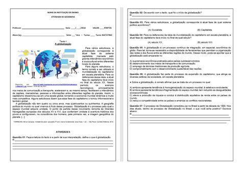 Atividade Sobre Globalização 9 Ano Fdplearn