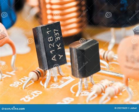Transistors Mounted On Board Stock Image Image Of Hardware