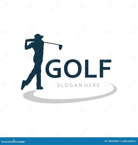 Golf Player Swing Hit The Ball Illustration Vector Logo Design Stock