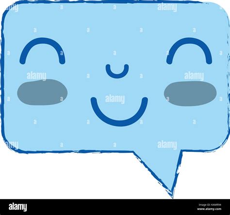 Kawaii Cute Happy Chat Bubble Stock Vector Image And Art Alamy
