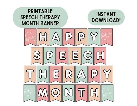 Speech Therapy Month Banner Slp Month Sign Printable Speech Pathologist