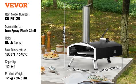 Vevor Outdoor Pizza Oven 12 Wood Fired Pizza Ovens Pellet Pizza