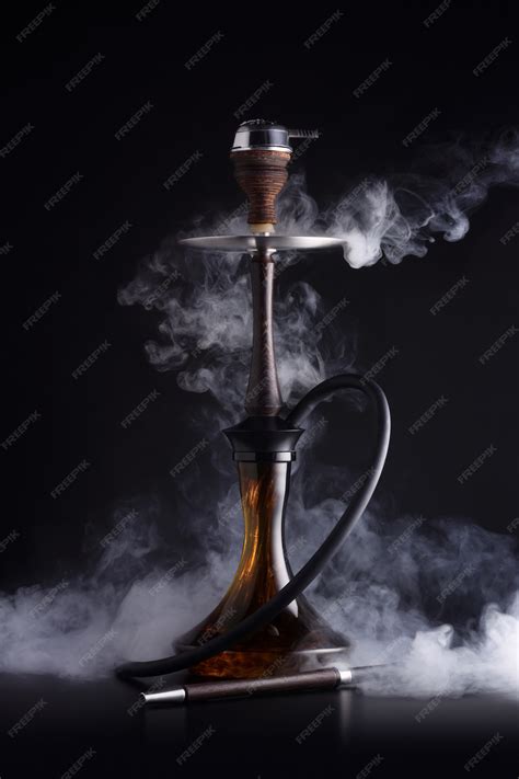 Premium Photo Trendy Hookah With Cloud Of Smoke On Black Background