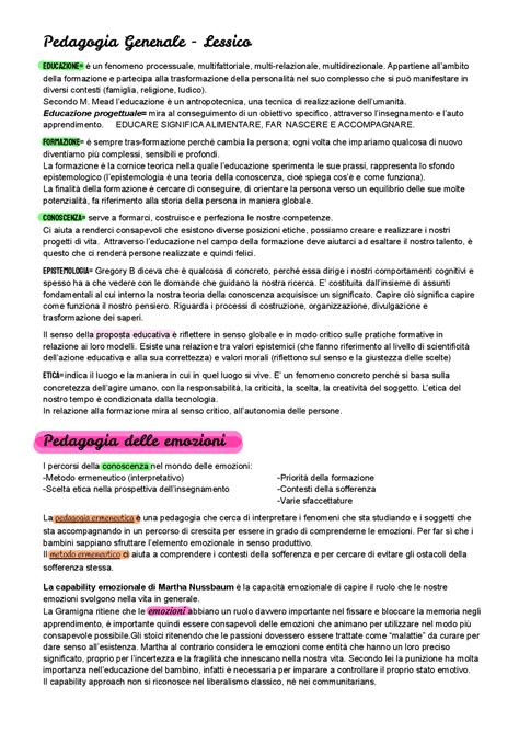 Pedagogia Generale Appunti Lezione Anita Gramigna Docsity